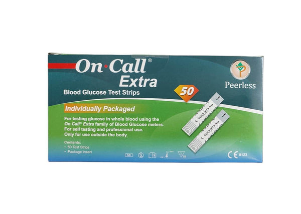 On Call Extra Blood Glucose Test Strips 50 with Individual Packing ...