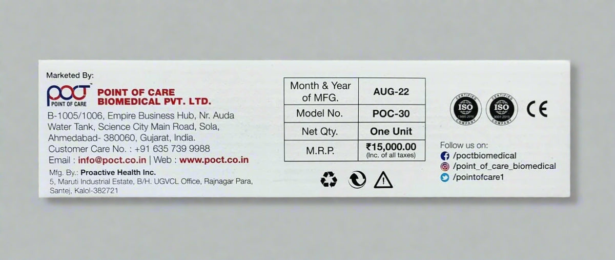 Digital Hemoglobin Meter POC-30 Point of Care