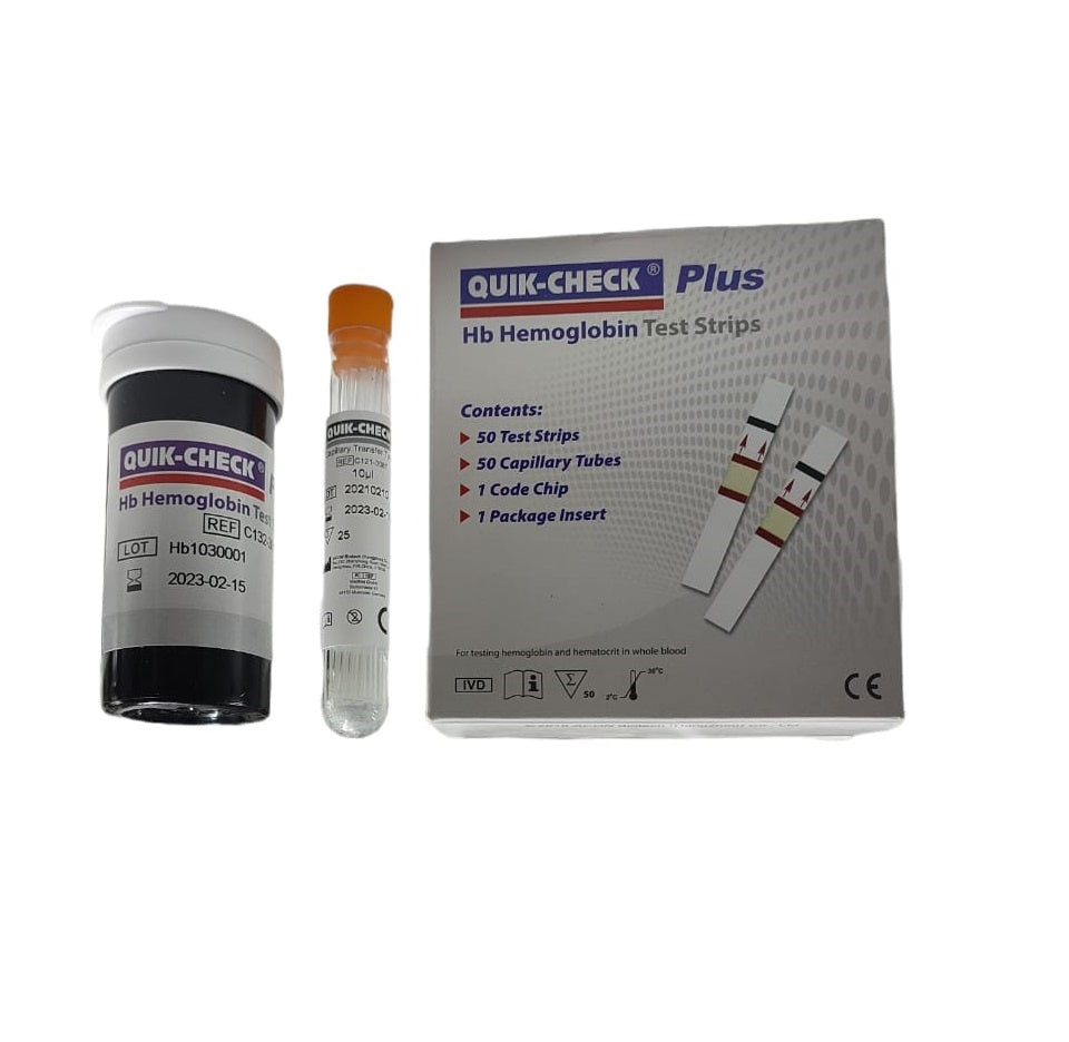 Quik-Check Plus Hb Hemoglobin Test Strips 50 – MedineedsIndia